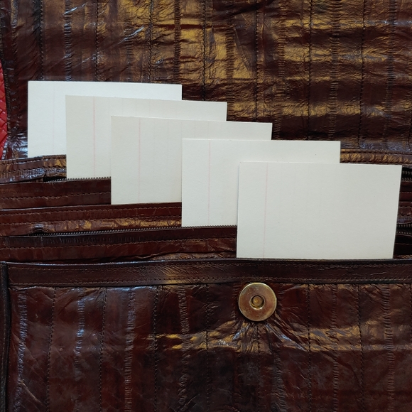 Bags | Vintage Brown Eel Skin Slim Sexy Envelope Clutch | Poshmark